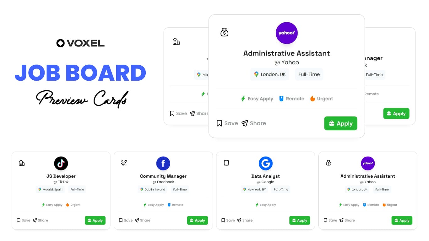 Voxel - Job Board 6 in 1 Pack - Includes: Home Page | Header | Footer ...