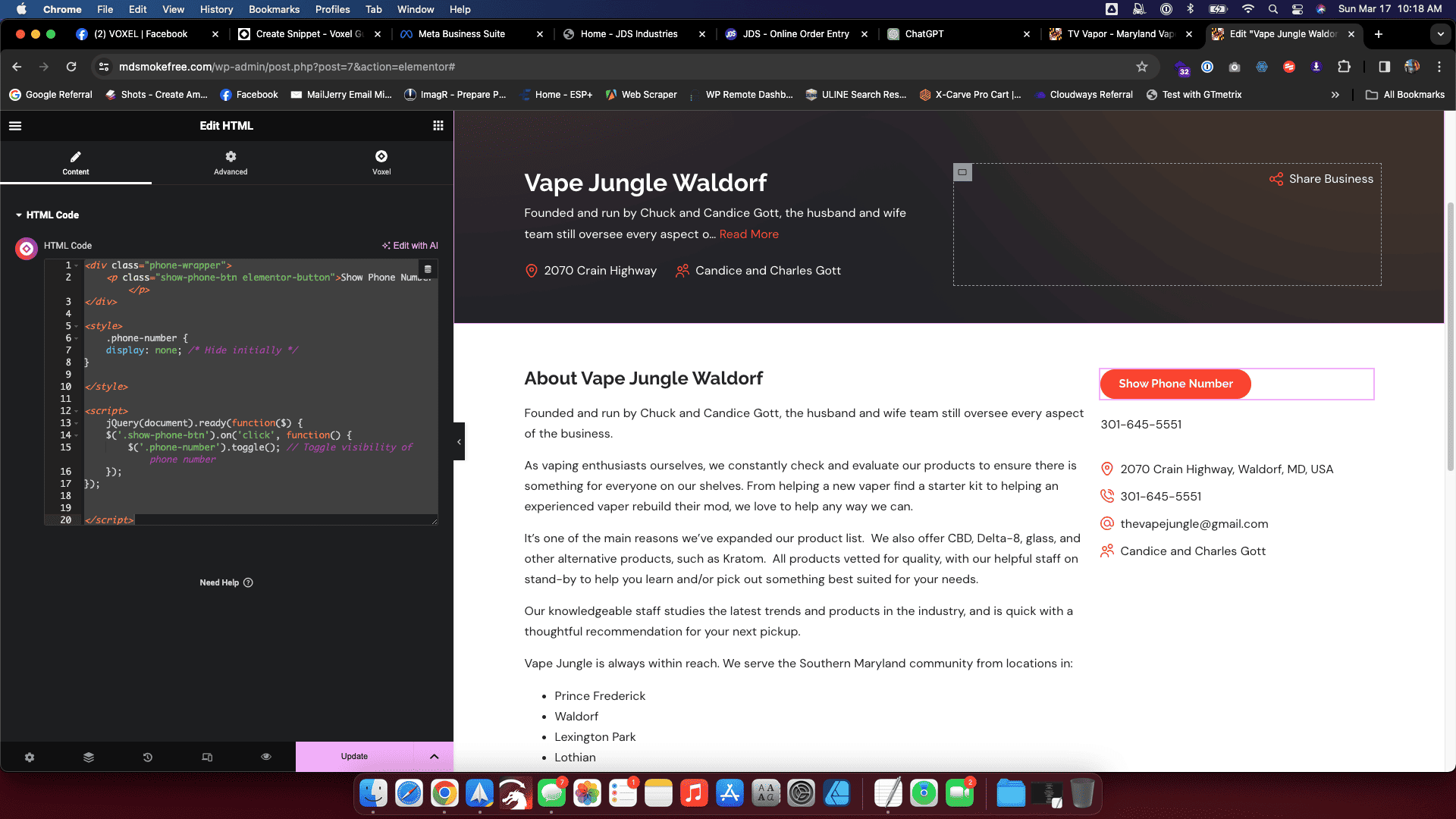 Toggle Phone Number with Button – Voxel Guide